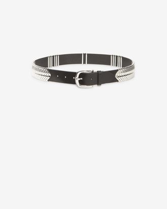 Isabel Marant Ceinture Tehora En Cuir - Femme - Noir Et Argent&eacute; - Taille75 - Isabel Marant