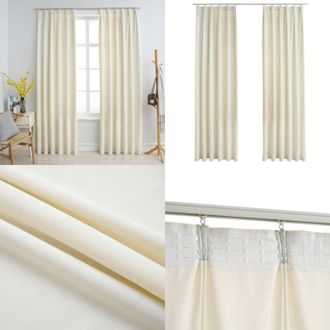 vidaXL Verdunkelungsvorhänge mit Haken 2 Stk. Samt Creme 140x245cm - Elegante Vorhänge - Samtvorhänge - Cremefarbene Vorhänge - Wohnraumdekoration