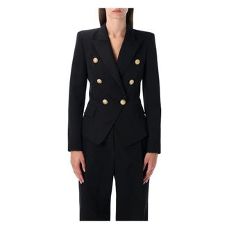 Balmain Taillierter zweireihiger Blazer aus Wolle - - Jackets - Damen - Schwarzk - S