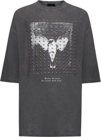 John Richmond Homme, Tops, Noir, Taille: L T-shirt avec impression avec clous