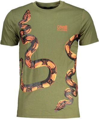 Cavalli Verde Cotton T-Shirt - - Tops - Herren - Gr&uuml;n - 2XL