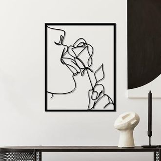 Hanah Home Stylish Black Decorative Metal Wall Accessory, 50 x 40 cm | 100% Metal, 1.5 mm Thickness | Lightweight & Modern Design for Home Decor