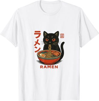 Hello Kitty Ramen Katze Japanische Kunst Illustration Manga Anime Stil T-Shirt