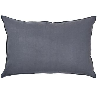 Broste Copenhagen Broste Copenhagen Kissenhülle Kissenbezug Uni OVERLOCK 40 x 60 cm Flint Stone Blau