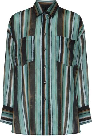 Pinko Pinko, Femme, Blouses et Chemises, Multicolore, Taille: 36 FR Chemise &agrave; Poches de Poitrine Ray&eacute;e