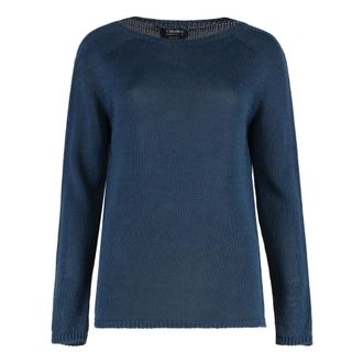 Max Mara Femme, Pulls, Bleu, Taille: 40 FR Pull en Lin C&ocirc;tel&eacute;