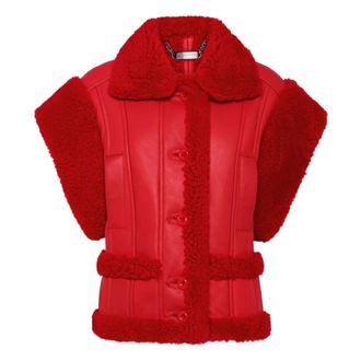 Philipp Plein Femme, Vestes, Rouge, Taille: 36 FR Leather Vest Gothic Plein