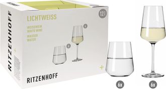 Ritzenhoff 6111001 Weißwein- und Wasserglas Set 500 ml - Serie Lichtweiss Julie Nr. 1 - 12 Stück - Made in Germany