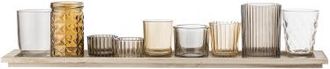 Bloomingville Plateau rectangulaire et photophores - Set de 9 Bloomingville