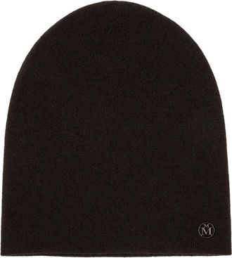 Maison Michel bonnet en cachemire à plaque logo - Marron