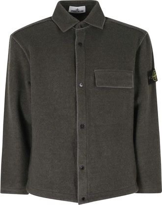 Stone Island Surchemise &agrave; boutons-pression coupe confort avec poche poitrine - Homme - Vestes - Vert - Taille: L