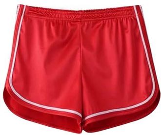 Generic Short en satin à rayures latérales pour femme - Short de sport en soie - Short court en soie - Taille élastique - Pour yoga, danse - Short de sport am