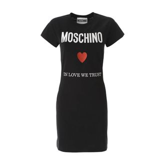 Moschino Organisches Baumwoll Mini Kleid Love Trust - - Dresses - Damen - Schwarzk - XS