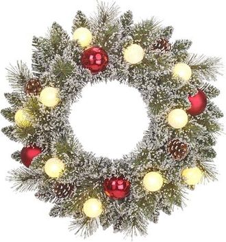 Black Box Trees Kaprun Weihnachtskranz mit LED Beleuchtung warmweiß Ø45cm Frosted grün rot