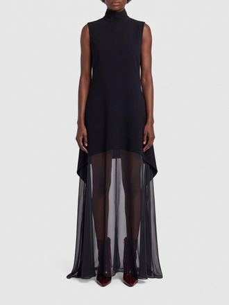 Sportmax &Auml;rmelloses, langes Abendkleid von mit Stehkragen aus Seide und Viskose