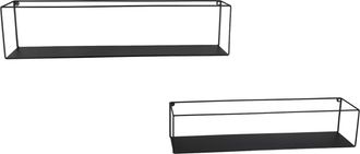 Mirrors and More Industriedesign Wandregal 2er SET TINKA aus Metall in Schwarz 60cm & 65cm breit