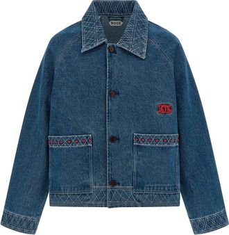 Bode Homme, Vestes, Bleu, Taille: XL Veste en jean brod&eacute;e