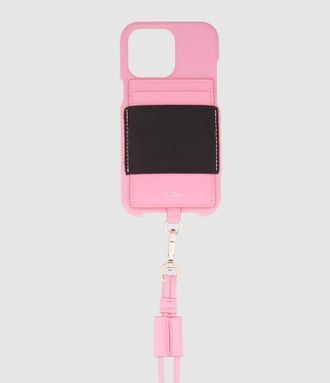 Elaow Coque Porte-cartes Cordon Cuir Rose
