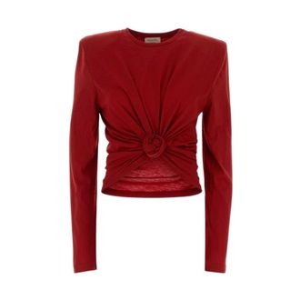 Magda Butrym Blouse Longue en Jersey Nou&eacute;e - Femme - Tops - Rouge - Taille: 36 FR