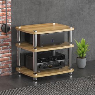 Generic HiFi Regal 4-stufiges Stereo-St&auml;nder, HiFi-Lautsprechergeh&auml;use Mit Vibrationsd&auml;mpfung, Modernes Stereo-Rack Aus Holz for Gaming, Besprechungsr&auml;ume, Wo