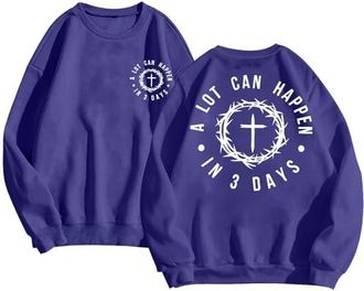 Generic DENGJIAMY Pull chr&eacute;tien classique pour homme &laquo; A Lot Can Happen In 3 Day &raquo; Mode J&eacute;sus Faith Hauts Tendance Croix Chemise &agrave; manches longues pour homme,