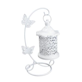 Cabilock Schmiedeeiserner Kerzenst&auml;nder in Vogelk&auml;figform Wei&szlig; Kerzenhalter Mit Verzierungen rutschfest Standfest F&uuml;r Zuhause Garten Bar Gesch&auml;ft Tischdekorati