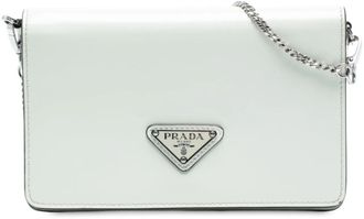 Prada Hobo Bags - Mini Brushed Leather Chain Crossbody - Gr. unisize - in Weiß - für Damen
