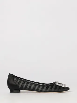 Manolo Blahnik Hangisilaflat Ballerinas aus Seidenorganza mit Schmuckschnalle