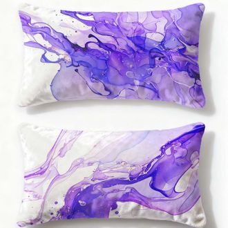 Generic Lila Kissenbezug Abstrakt Kissen 40x60cm Samt Sofakissen 2er Set,2025 Neu Rechteck Beidseitiger Druck Kissenh&uuml;lle f&uuml;r Winter Herbstdeko Innen Auto Woh