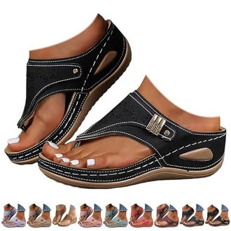 Generic Sandales orthop&eacute;diques compens&eacute;es pour femme - Tongs orthop&eacute;diques l&eacute;g&egrave;res - Soutien de la vo&ucirc;te plantaire - Pantoufles dext&eacute;rieur d&eacute;contract&eacute;es - Cou