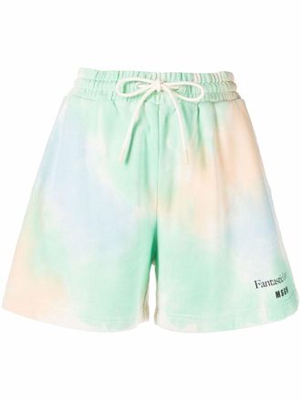 Msgm short de sport &agrave; imprim&eacute; tie-dye - Vert