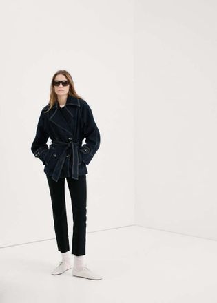 Mango Trench en jean avec ceinture bleu - Femme - XL - MANGO