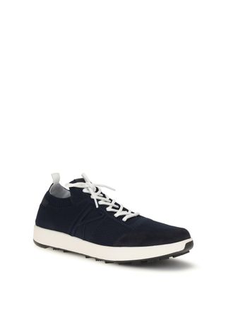 Kiton Mens Sneakers By Kiton Blu Upper: Fabric; Sole: Rubber