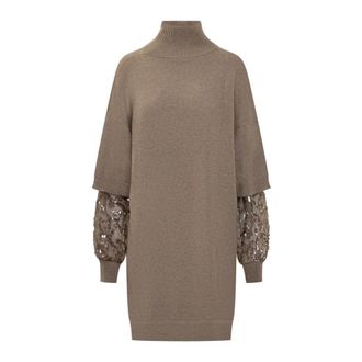 Brunello Cucinelli Sequin-Embellished Sweater - - Dresses - Damen - Beige - L