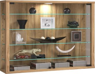 VCM Glasvitrine H&auml;ngend Vitrosa L | Vitrine Mit ESG-Sicherheitsglas | H. 60 x B. 83 x T. 18 cm | Modern Und Platzsparend | Glas Vitrinenschrank