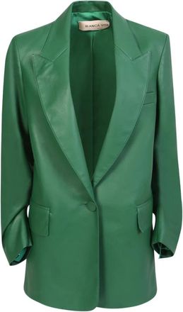 Blanca Vita Femme, Vestes, Vert, Taille: 36 FR Veste verte avec finition brillante