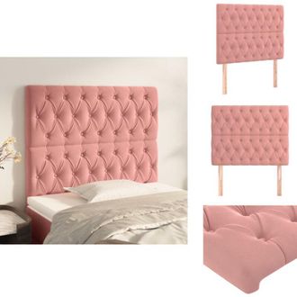 vidaXL Kopfteile 2 Stk. Rosa 90x7x78/88 cm Samt - Bettkopfteile - Rosa - Kopfteil - Samt - Luxusbett