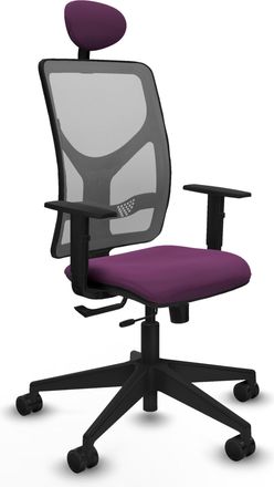 Piqueras y Crespo Stuhl aus Netzstoff mit 1D-Armen, h&ouml;henverstellbarer Lendenwirbelst&uuml;tze und festem Kopfteil, ausgestattet mit Syncro/Traslack und Schneideschaum, Grau