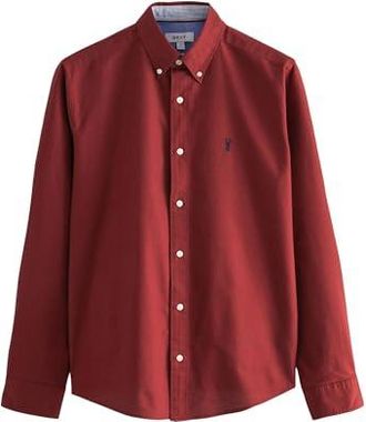 Next Homme Chemise Oxford à Manches Longues Rouge foncé 3XL