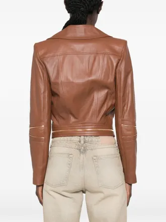 Elisabetta Franchi Leather Biker Jacket - Brown