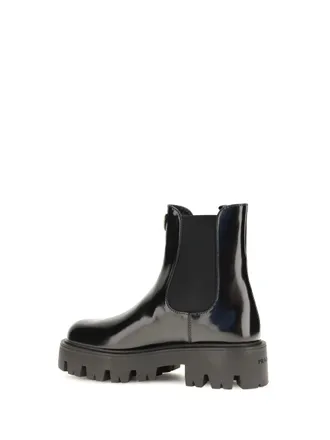 Prada Brushed Leather Ankle Boot - Black