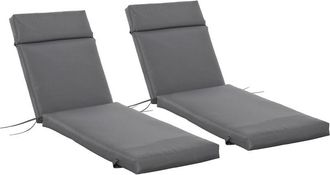 OUTSUNNY Lot de 2 matelas pour bain de soleil transat - cordons et velcros dattache - dim. 196L x 55l cm &eacute;p. 8 cm - polyester d&eacute;perlant gris