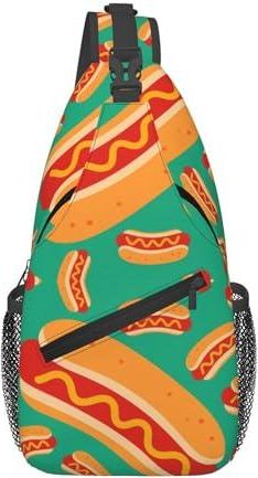 Generic Casual Sacoche Port&eacute; &eacute;paule Hotdogs amusants, nourriture, art du hot-dog Sac &agrave; Bandouli&egrave;re Durable Sac DEpaule pour Homme Femme Randonn&eacute;e