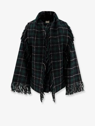 Toteme Fringed scarf madras wool coat - TOTEME - gender_Woman