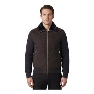 Moorer Homme, Vestes, Brun, Taille: L Blouson aviateur hybride