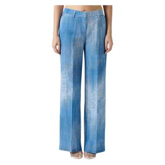 Ermanno Scervino Femme, Jeans, Bleu, Taille: 42 FR Pantalon large en denim l&eacute;ger