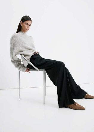 Mango Mocassins cuir boucle sable - Femme - 35 - MANGO