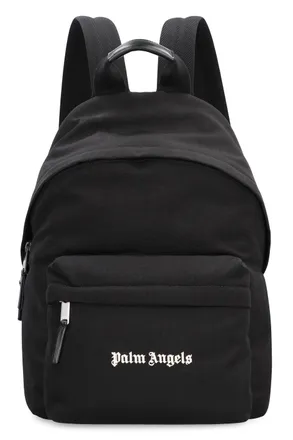 Palm Angels Mens Logo Backpack Black Polyamide Backpacks