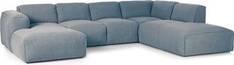 Studio Copenhagen home24 Wohnlandschaft Blau Webstoff Saia 325 x 71 x 235cm Longchair davorstehend links / Ottomane rechts Modern