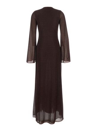 Os&eacute;ree Metallic-Blend Long-Sleeve Caftan - Brown